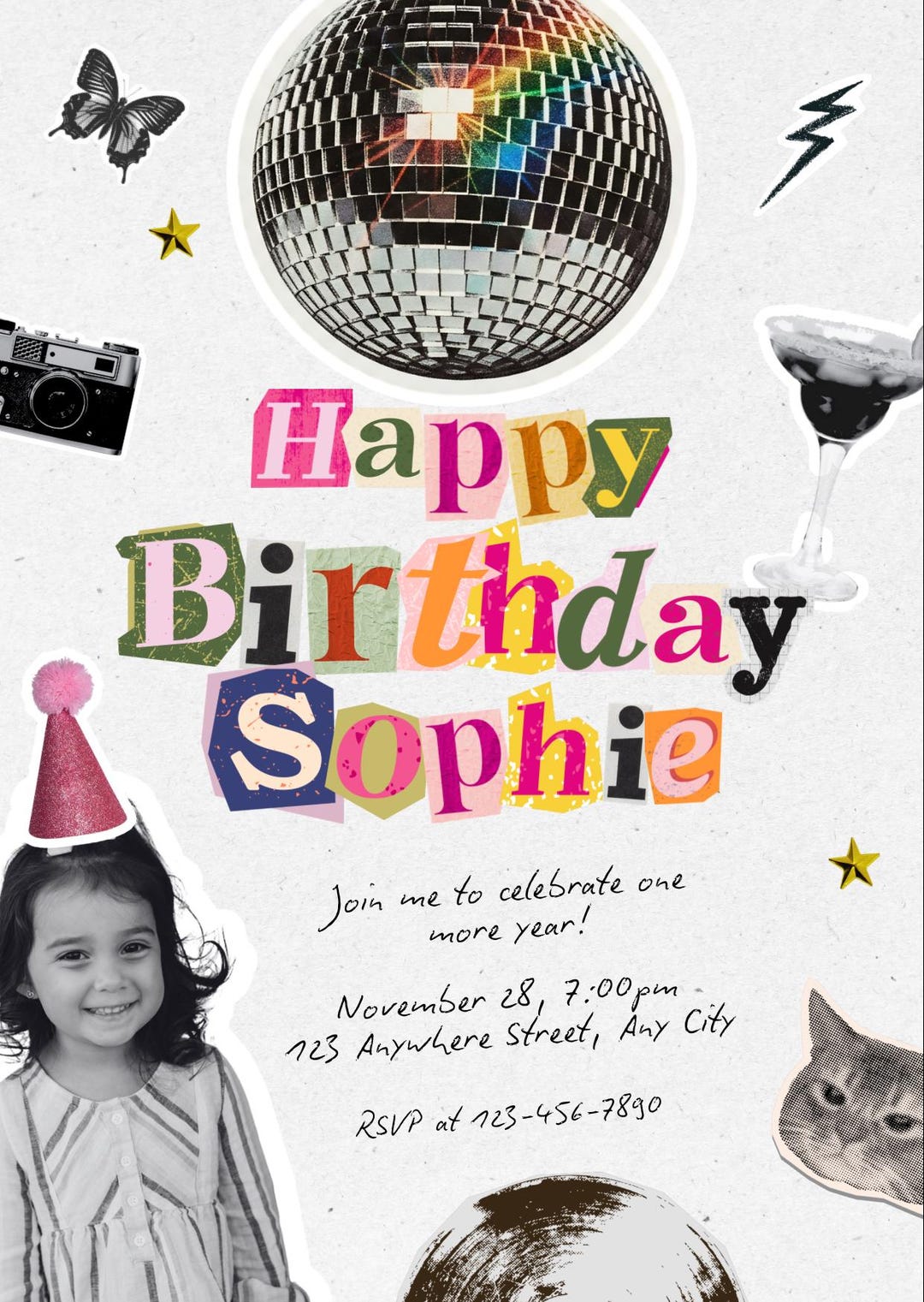 Modern Birthday Invitation Template | Editable Canva Party Invite ...