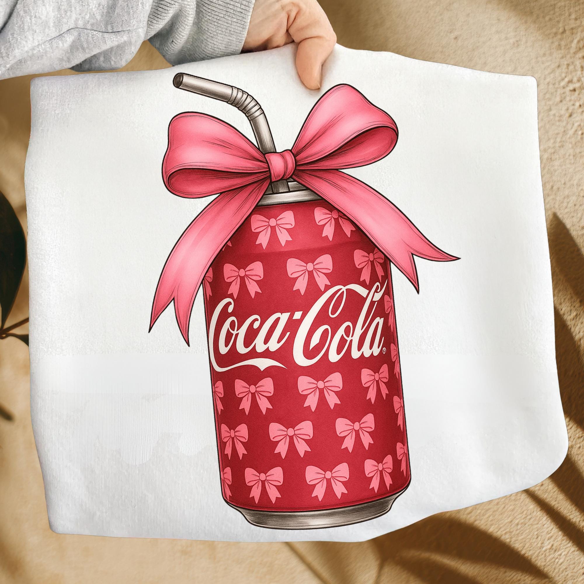 Coke in Can Coquette Pink Bow Png, Pink Coca Cola Valentines Vintage ...