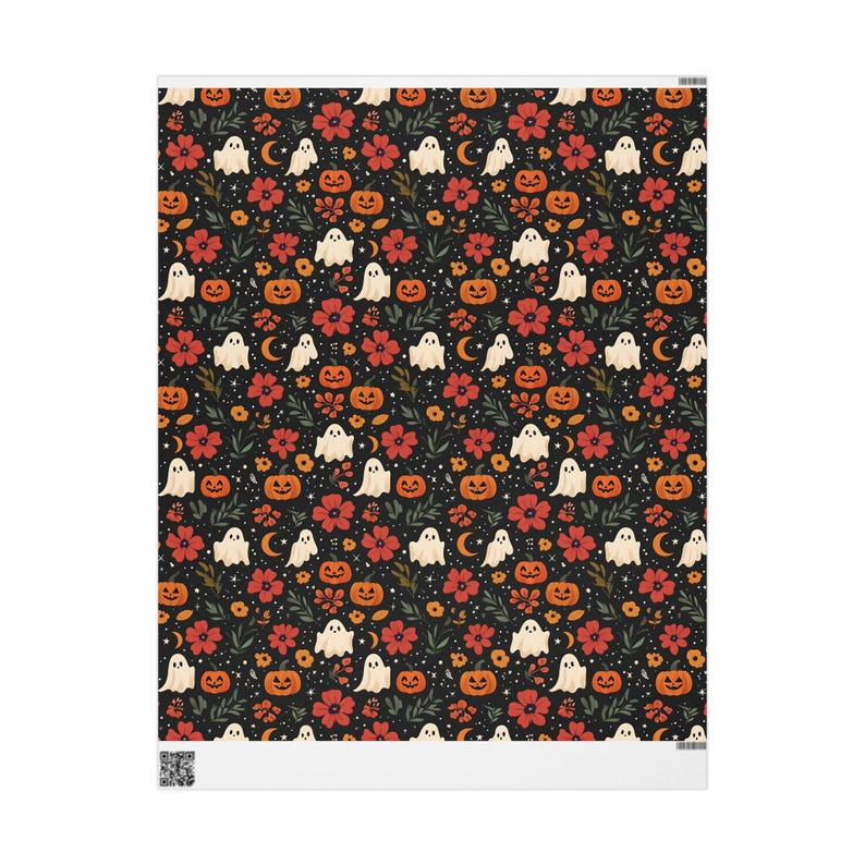 Halloween Wrapping Paper, Cute and Elegant Dark Design With Ghosts ...