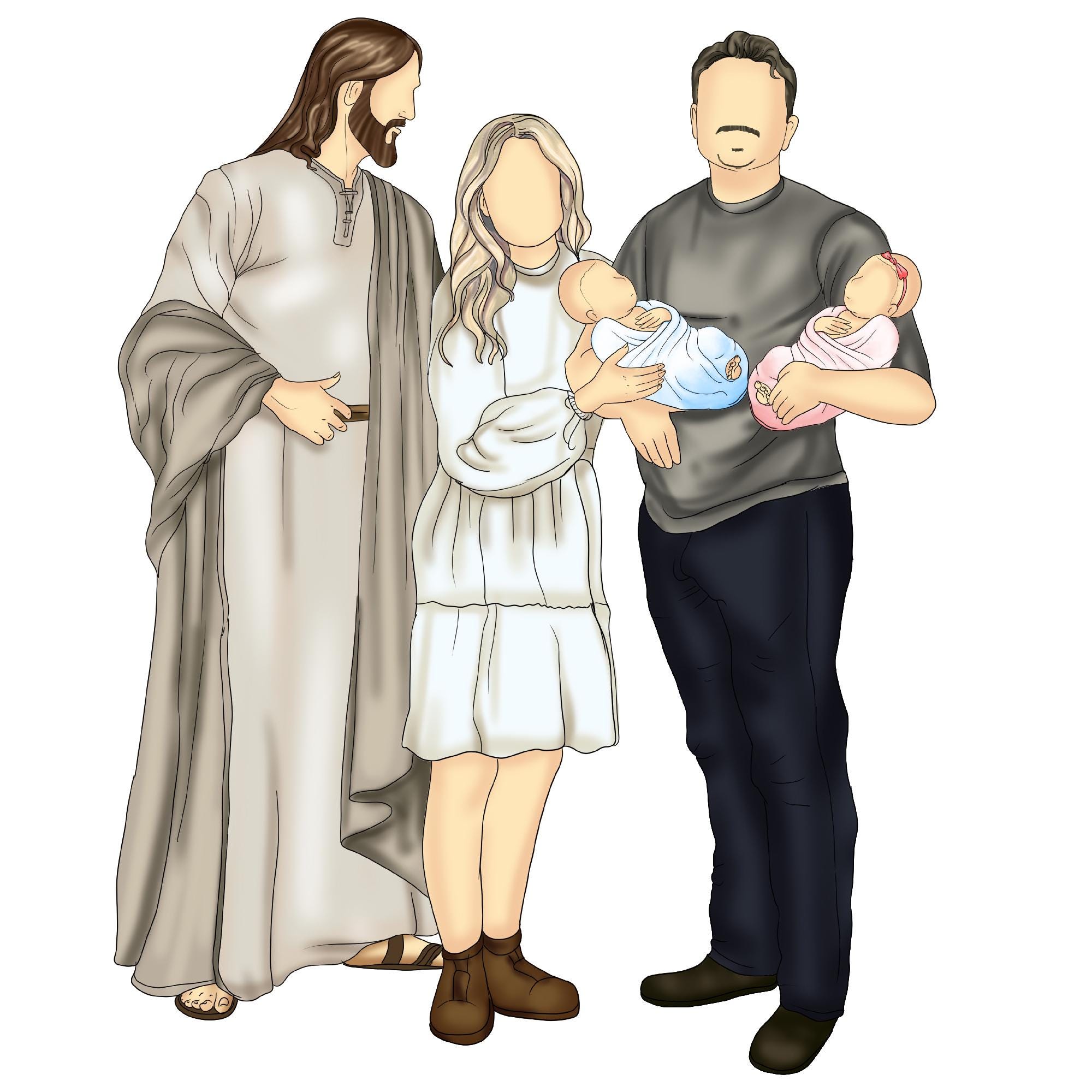 Custom Memorial Portrait, Memorial Portrait With Jesus, Family ...