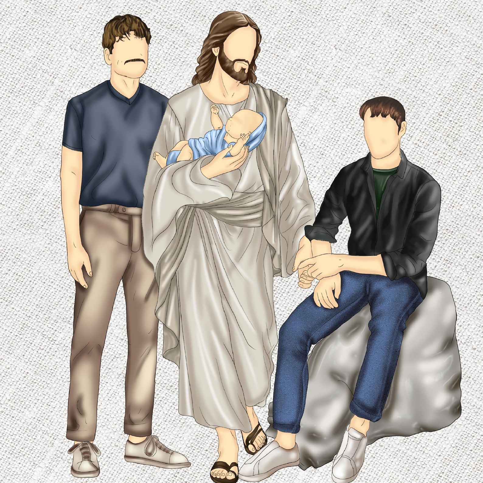 Custom Memorial Portrait, Memorial Portrait With Jesus, Family ...