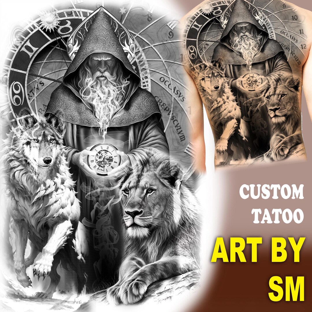 Custom Tattoo Design, Back Tattoo Drawing, Full - Half Sleeve Unique ...