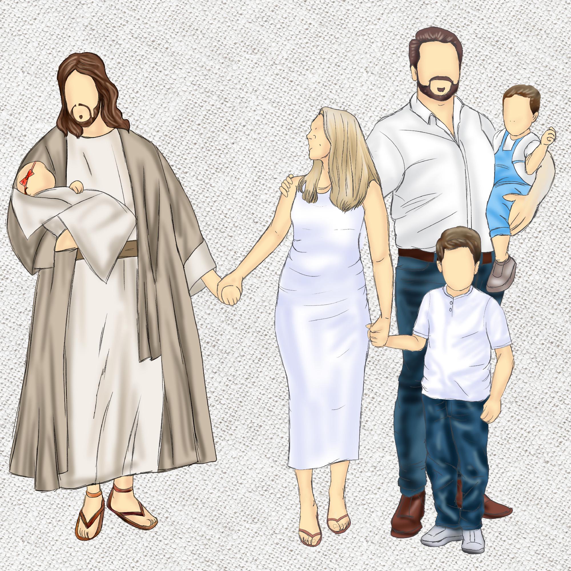 Custom Memorial Portrait, Memorial Portrait With Jesus, Family ...