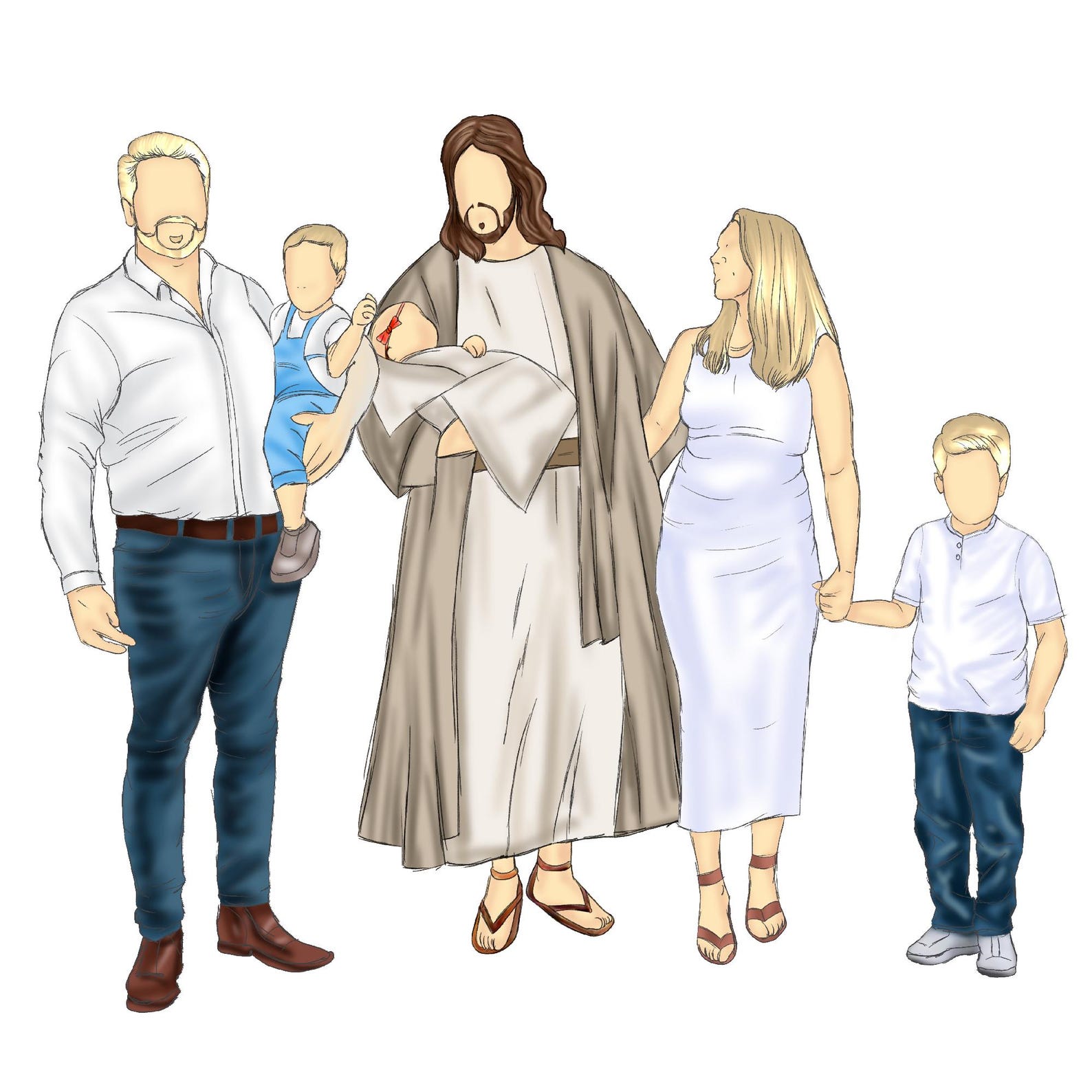Custom Memorial Portrait, Memorial Portrait With Jesus, Family ...