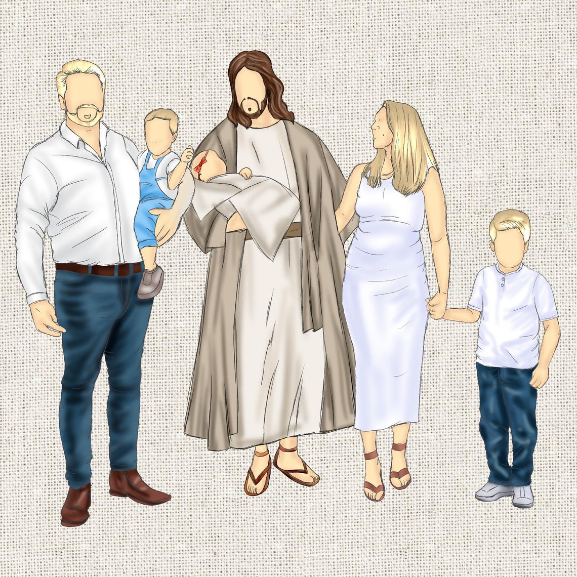 Custom Memorial Portrait, Memorial Portrait With Jesus, Family ...