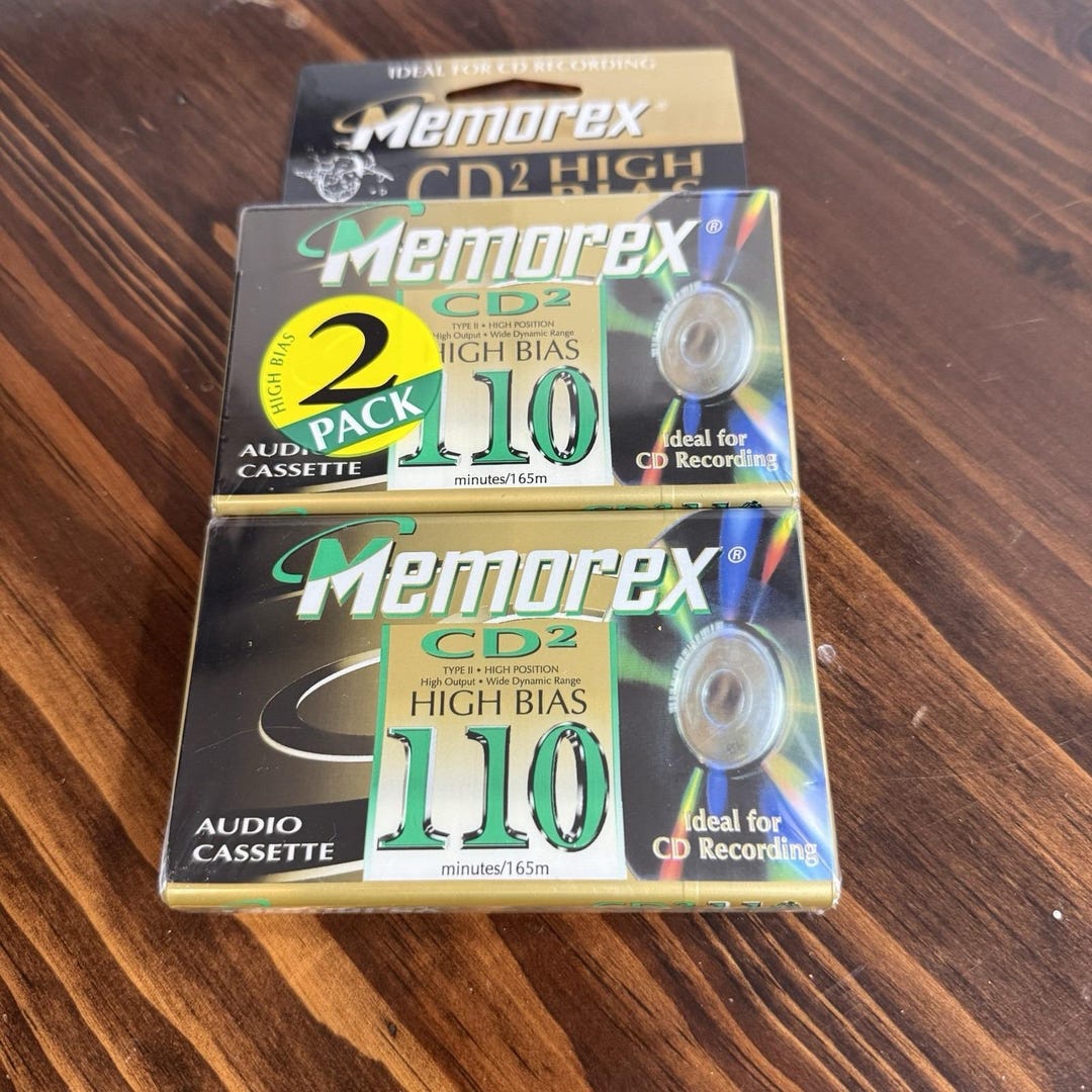 Lot of 2 Memorex CD2 Type II Cassette Tapes High Bias 110 Minutes New ...