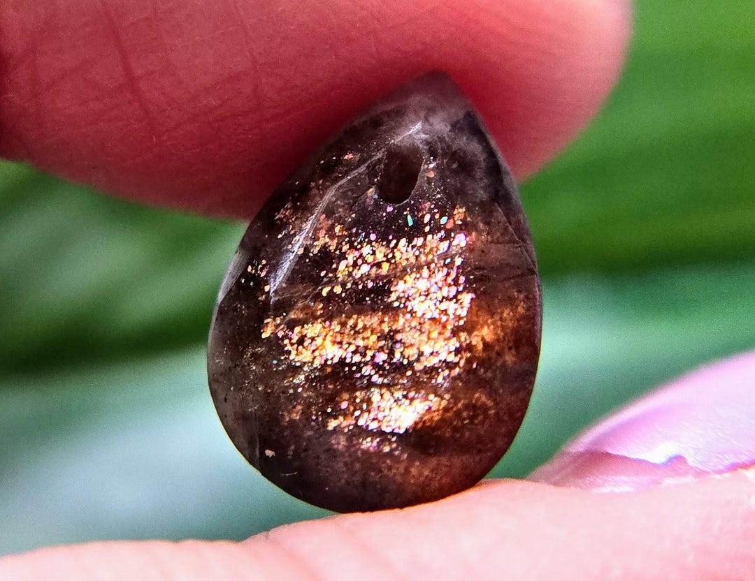 Purple Haze Sunstone Fancy Shaped Faceted Drilled Cabochon Slice Briolette Bead 14mm X 10.5mm X ...