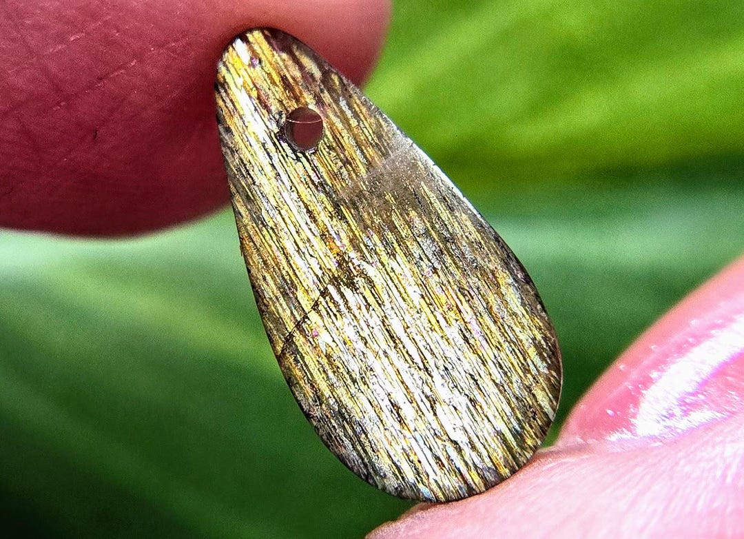 Incredible Rainbow Meteor Shower Sunstone Smooth Drilled Cabochon Slice ...