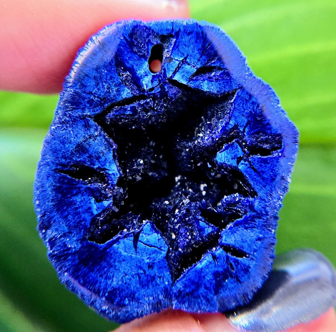 Huge Unique Beautiful Blueberry Azurite Geode Drilled Briolette Bead 26 ...