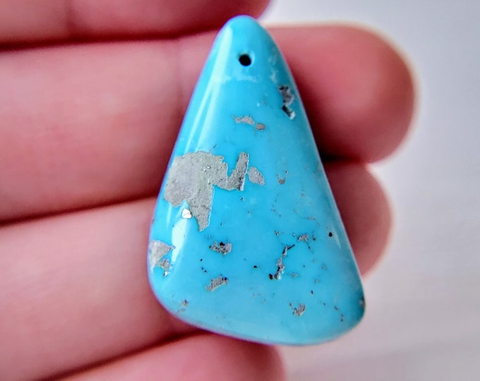 Deluxe RARE Focal AAA White Water Turquoise Smooth Drilled Backed ...