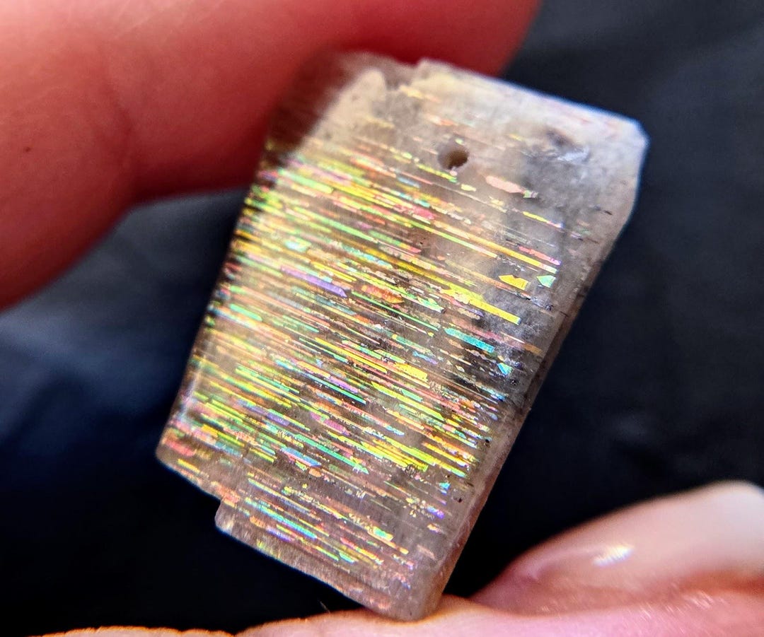 Incredible Rainbow Meteor Shower Sunstone Smooth Double Drilled ...