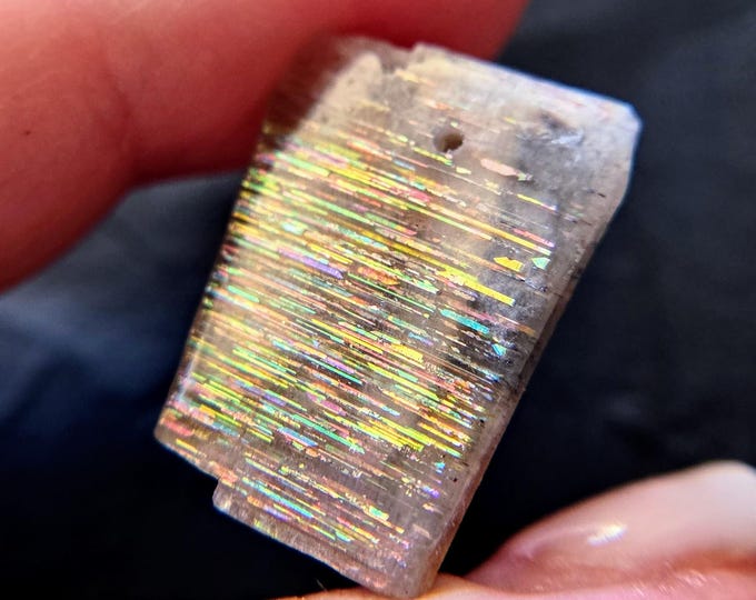 Incredible Rainbow Meteor Shower Sunstone Smooth Double Drilled ...