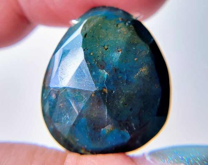 Beautiful Focal Dark Blue Green Peruvian Opal Rose Cut Drilled Cabochon ...