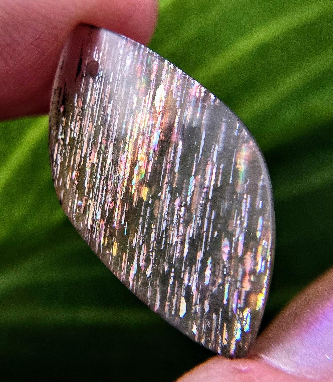Incredible Rainbow Meteor Shower Sunstone Smooth Double Drilled ...