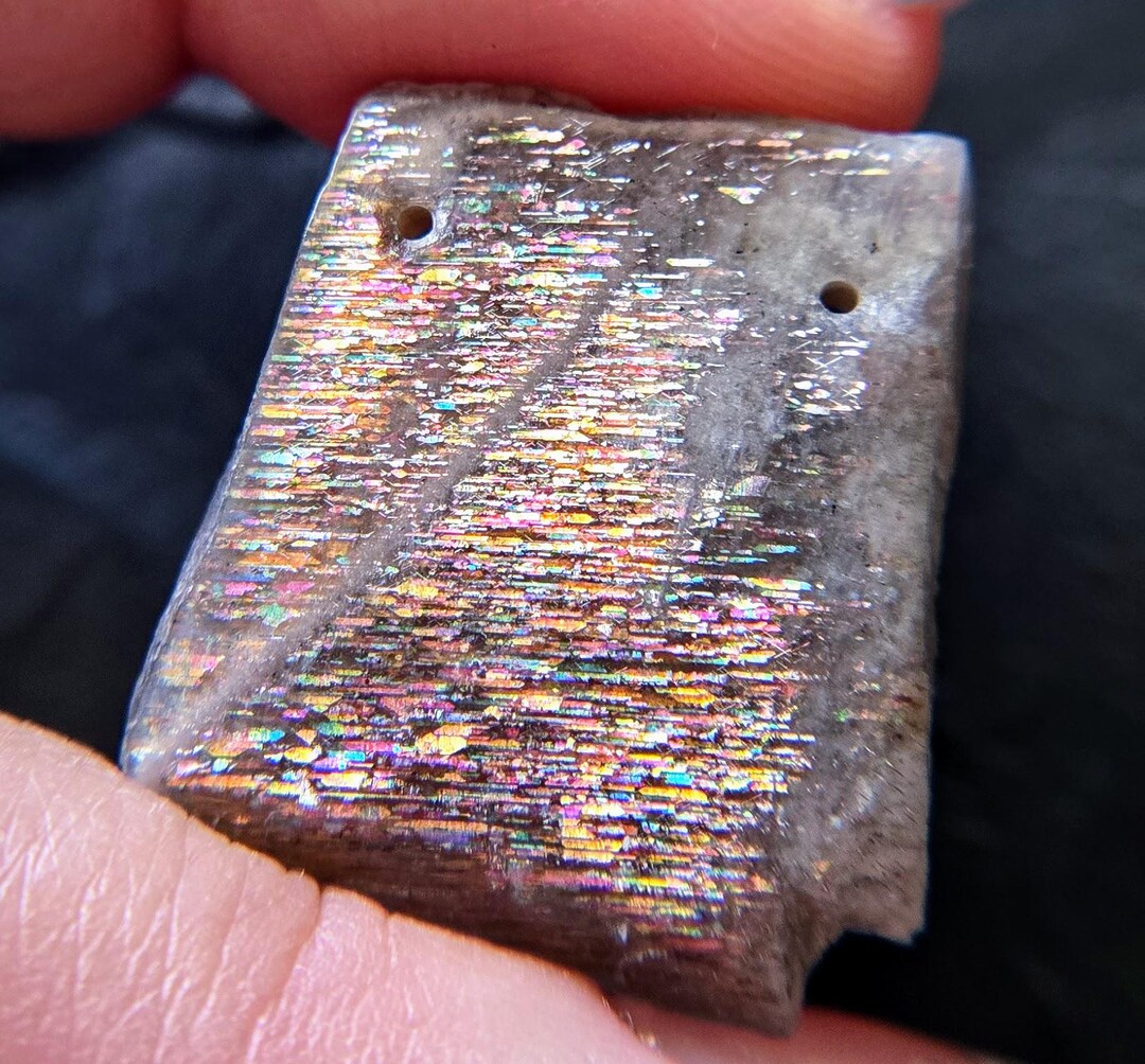 Incredible Rainbow Meteor Shower Sunstone Smooth Double Drilled ...