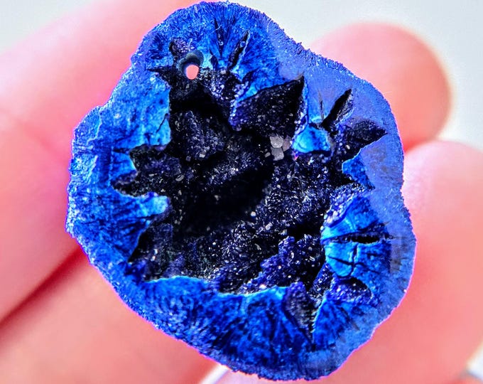 Huge Unique Beautiful Blueberry Azurite Geode Drilled Briolette Bead 27 ...