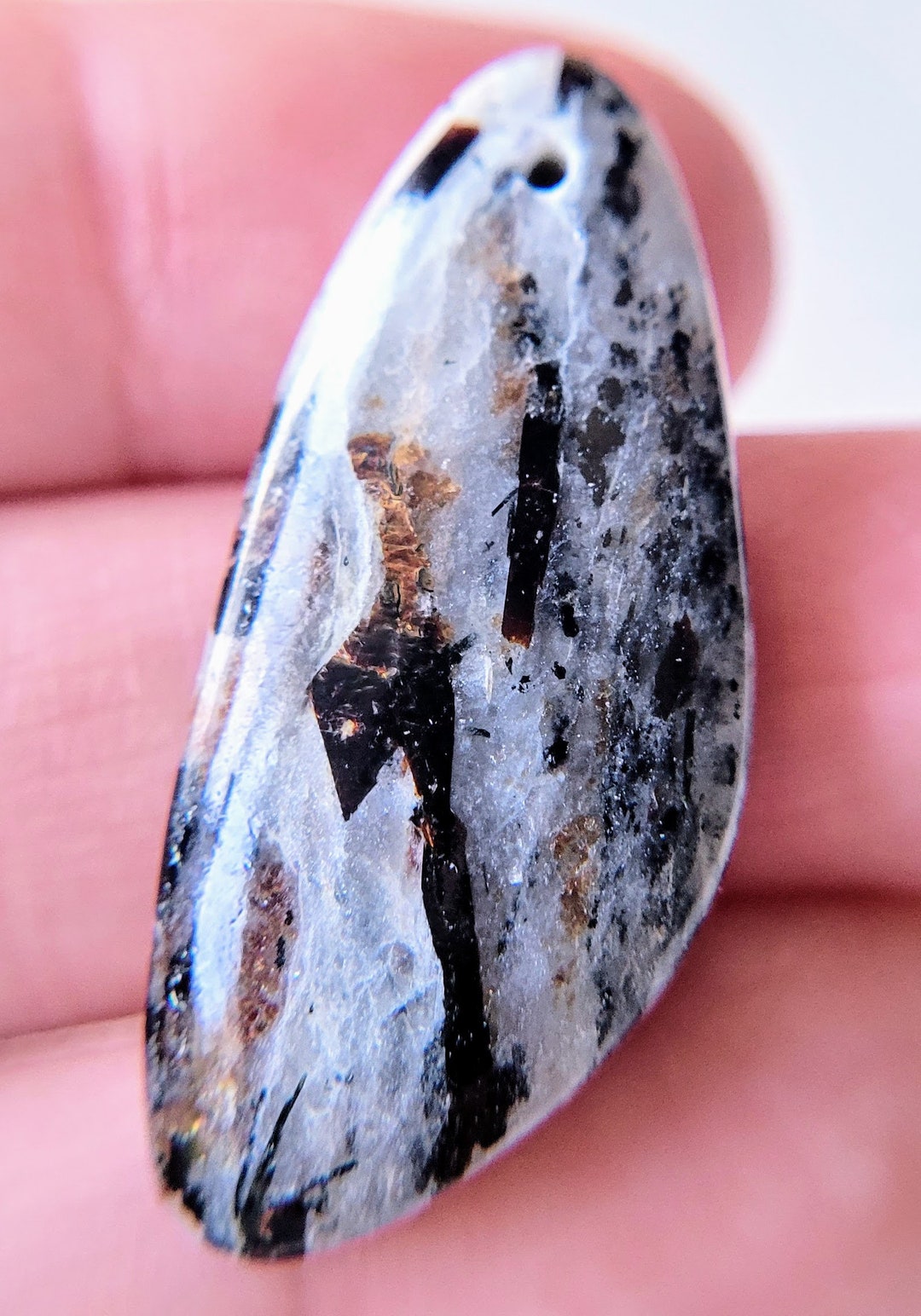 Rare Beautiful Astrophyllite Drilled Smooth Cabochon Bead Briolette ...