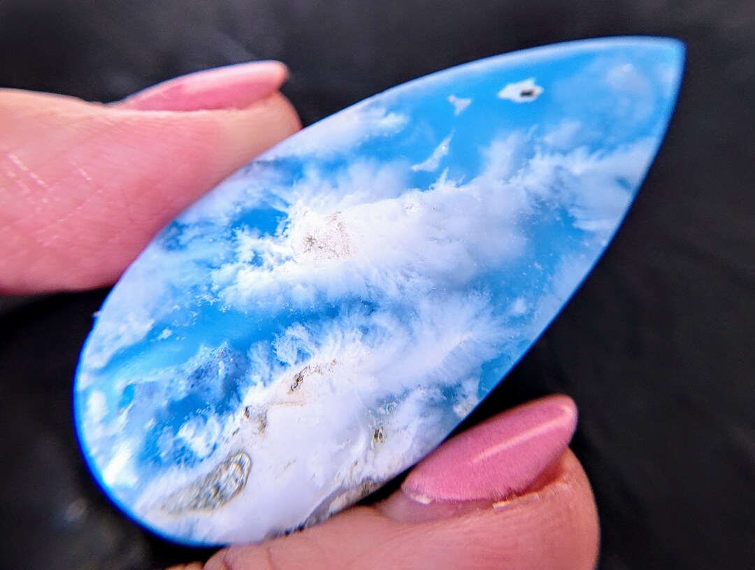 Huge Beautiful Focal Rare Plume Agate Cloud Stone Doublet Drilled ...