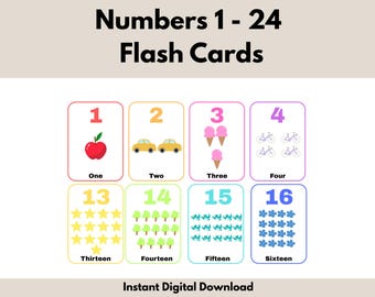 Counting Flashcards Toddlers – Numbers 1-24 With Pictures, Printable ...