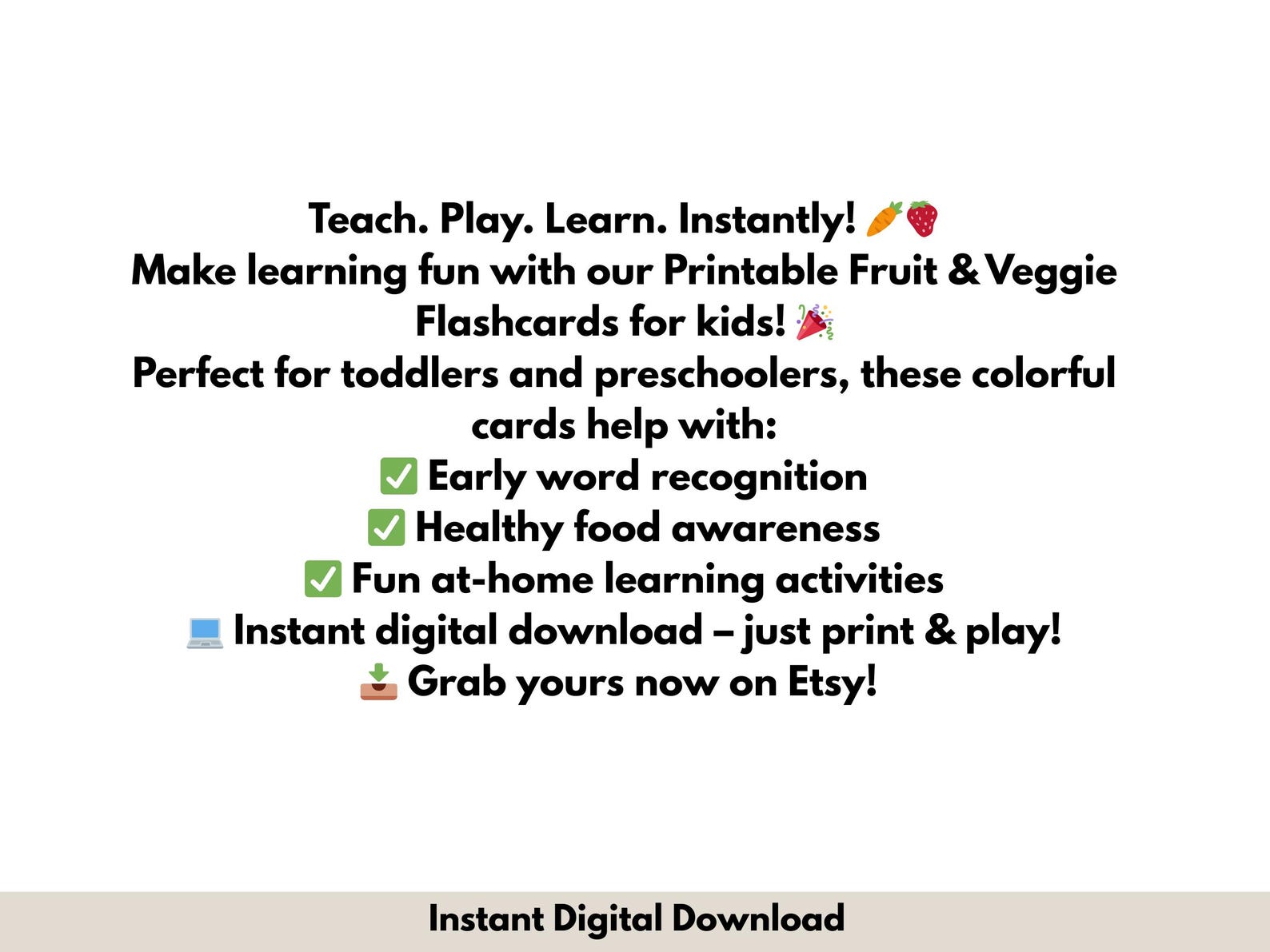 Fruits and Vegetables Flash Cards, Printable Flashcards for Kids ...