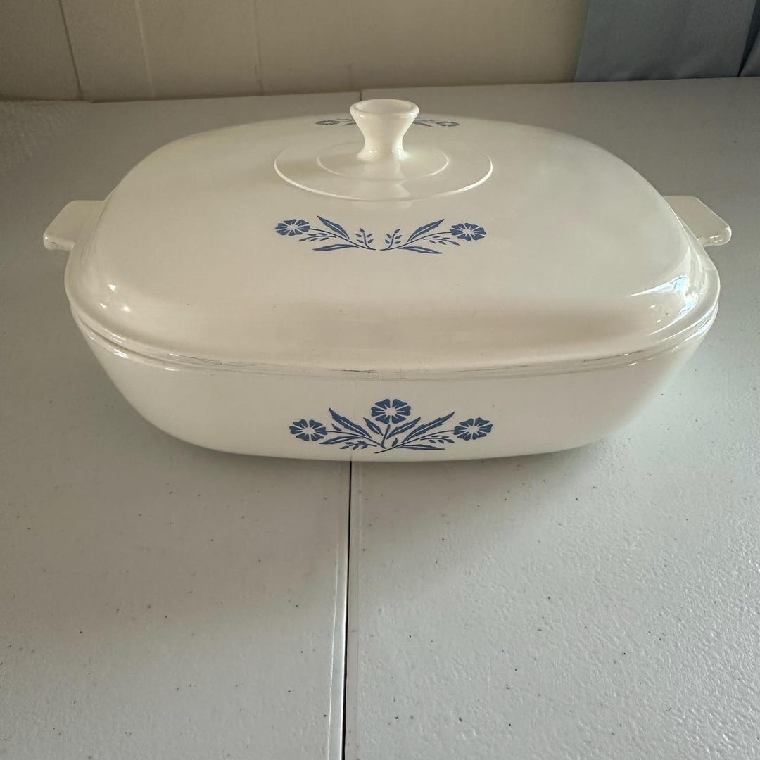 Rare Vintage Corning Ware 10" PYROCERAM Blue Cornflower Dish With ...