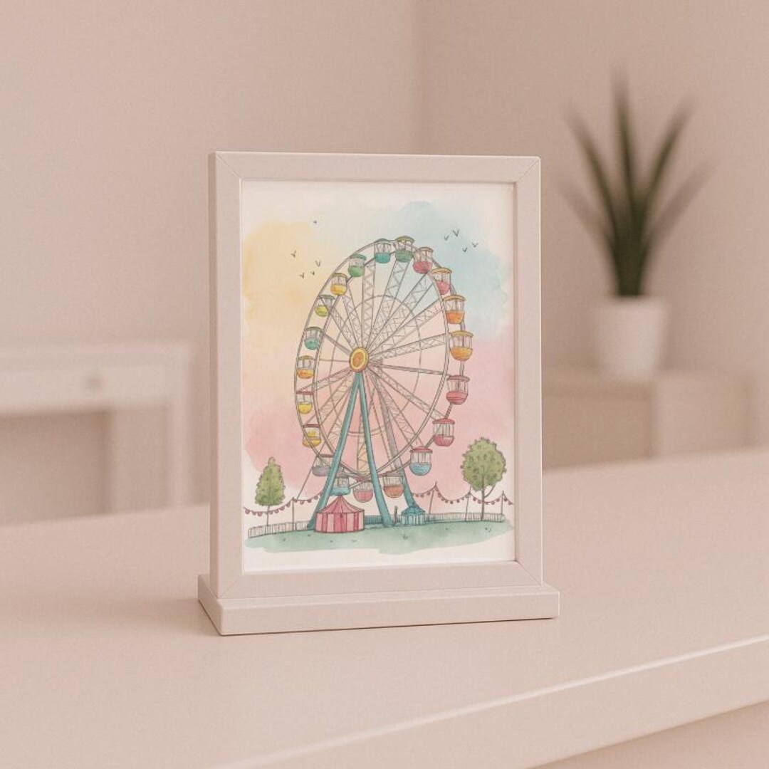 Ferris Wheel Nursery Wall Art - Cute Ferris Wheel Print, Perfect Gift ...