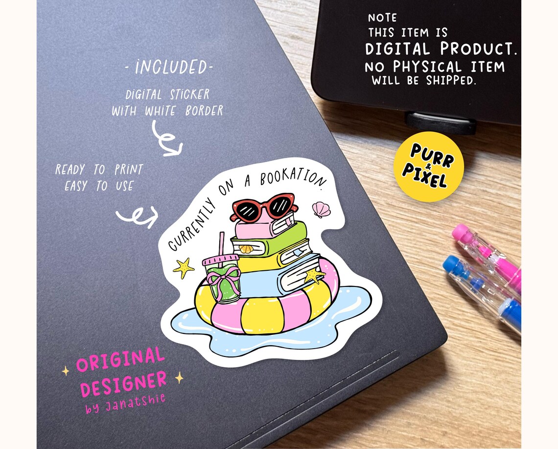 Bookish Summer PNG: Bookworm Reading Clipart, Girly Quote (SVG, Digital ...