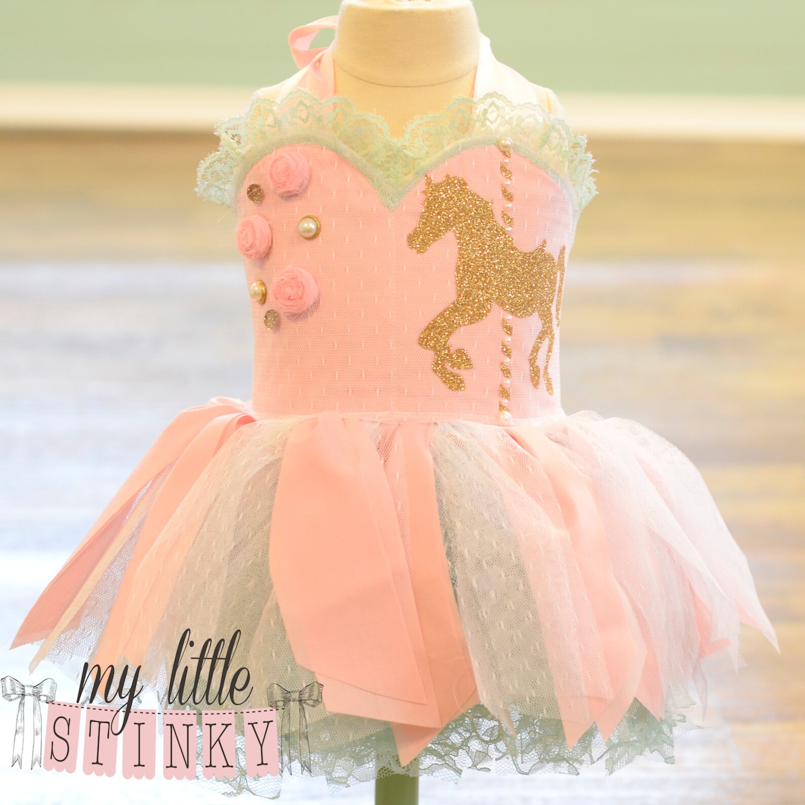 Pink & Mint Carousel Themed Dress Only,9-12mo - Etsy