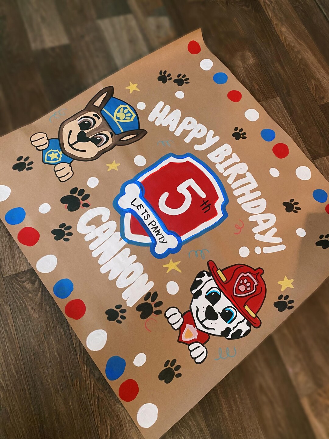 Hand Painted Pawtastic Birthday Banner: Custom Party Sign - Etsy