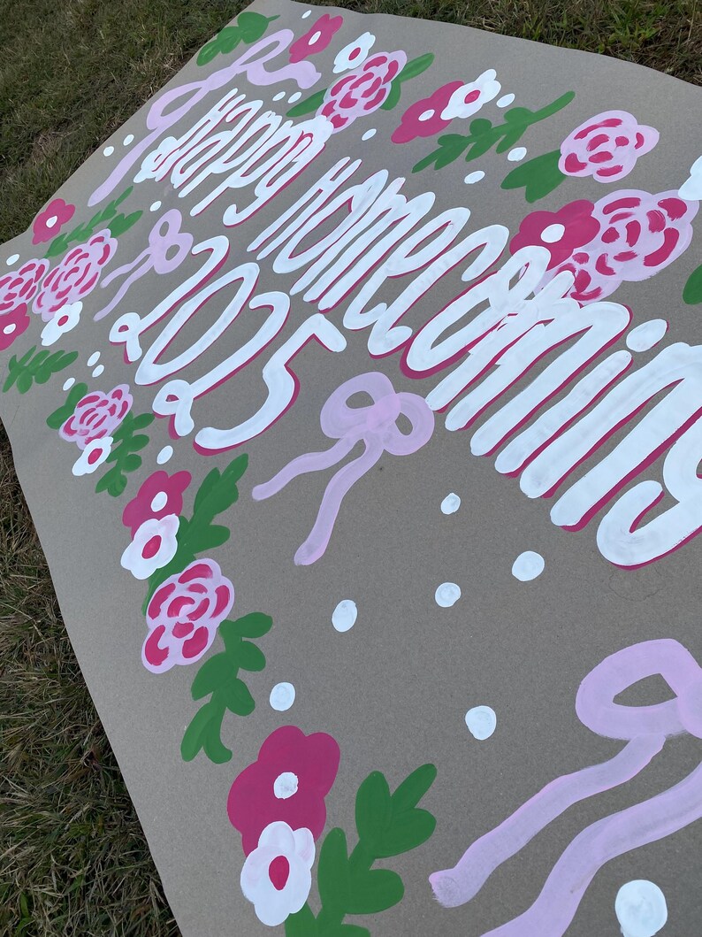 Hand Painted Homecoming Banner: Custom Floral Party Sign - Etsy