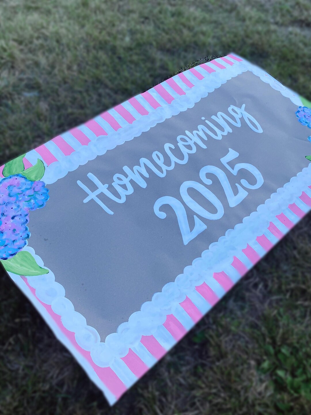 Hand Painted Homecoming Banner: Custom Floral Party Sign - Etsy