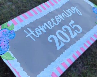 Hand Painted Homecoming Banner: Custom Floral Party Sign - Etsy