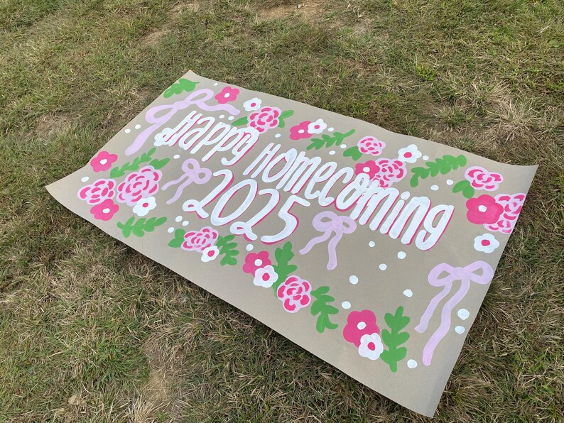 Hand Painted Homecoming Banner: Custom Floral Party Sign - Etsy