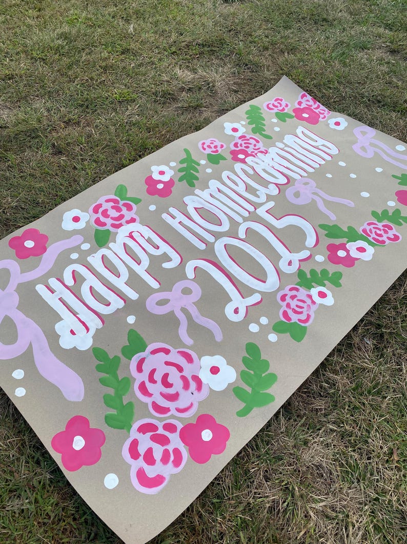 Hand Painted Homecoming Banner: Custom Floral Party Sign - Etsy