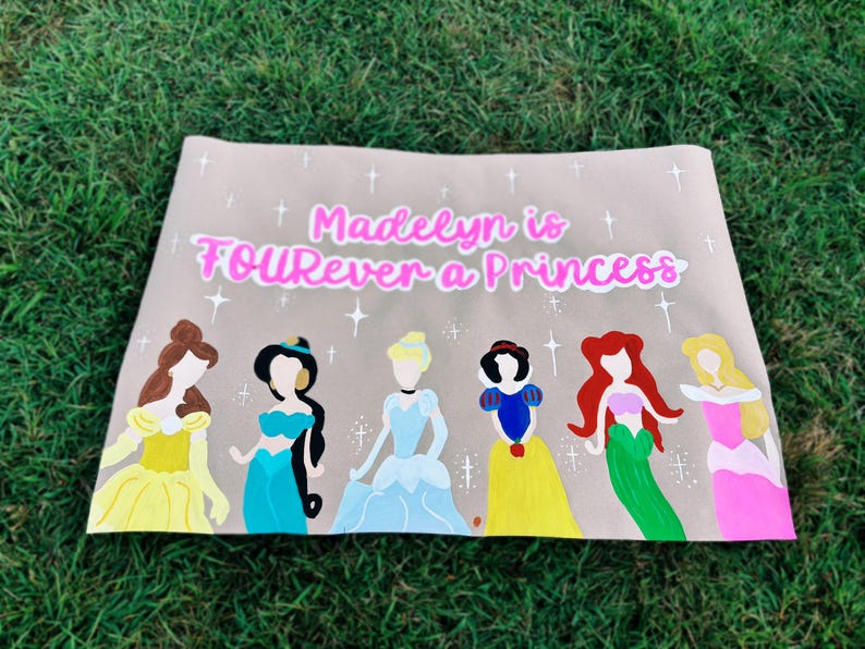 Hand Painted Princess Birthday Banner: Custom Party Sign - Etsy