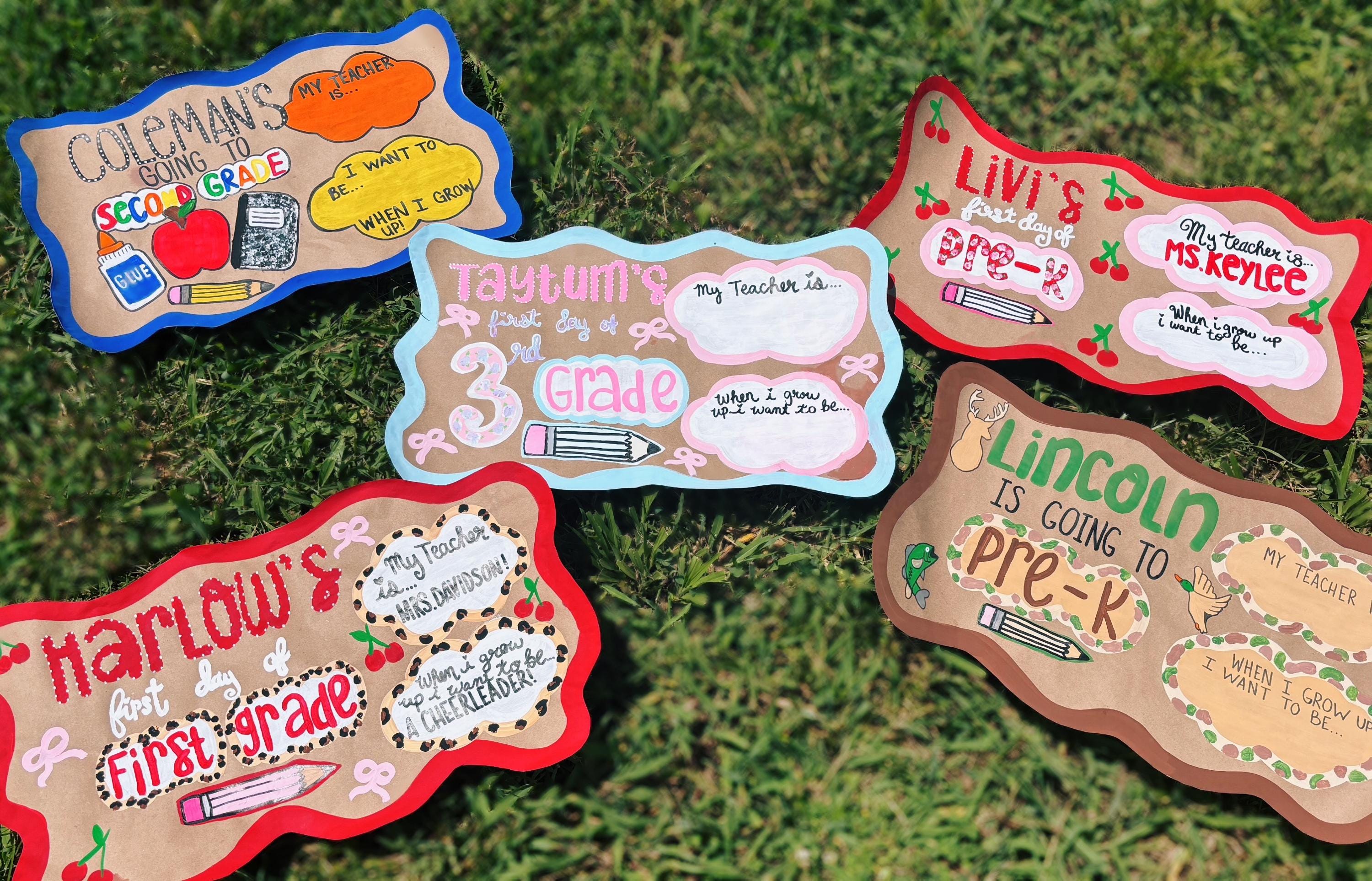 Hand Painted First Day of School Mini Banner - Custom Girly Theme - Etsy
