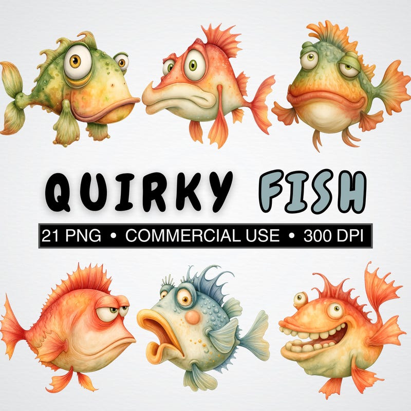 Silly Fish Clip Art - Etsy