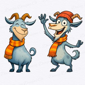 15 Quirky and Funny Goats Clipart Bundle Pack| 300 DPI Transparent ...