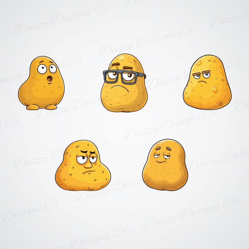 28 Quirky Potato Clipart Bundle| Funny Spud Emotions PNG at 300 DPI ...