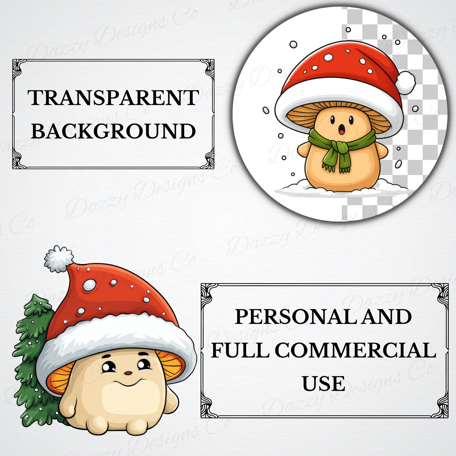 31 Christmas Mushroom Clipart Bundle| Funny Cartoon Holiday Food PNG ...