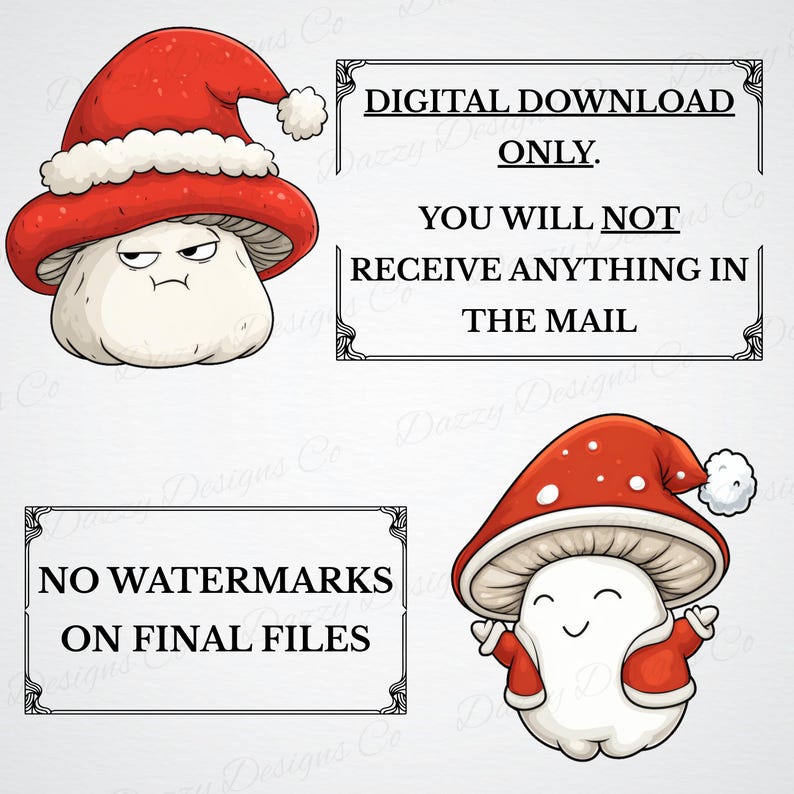 31 Christmas Mushroom Clipart Bundle| Funny Cartoon Holiday Food PNG ...