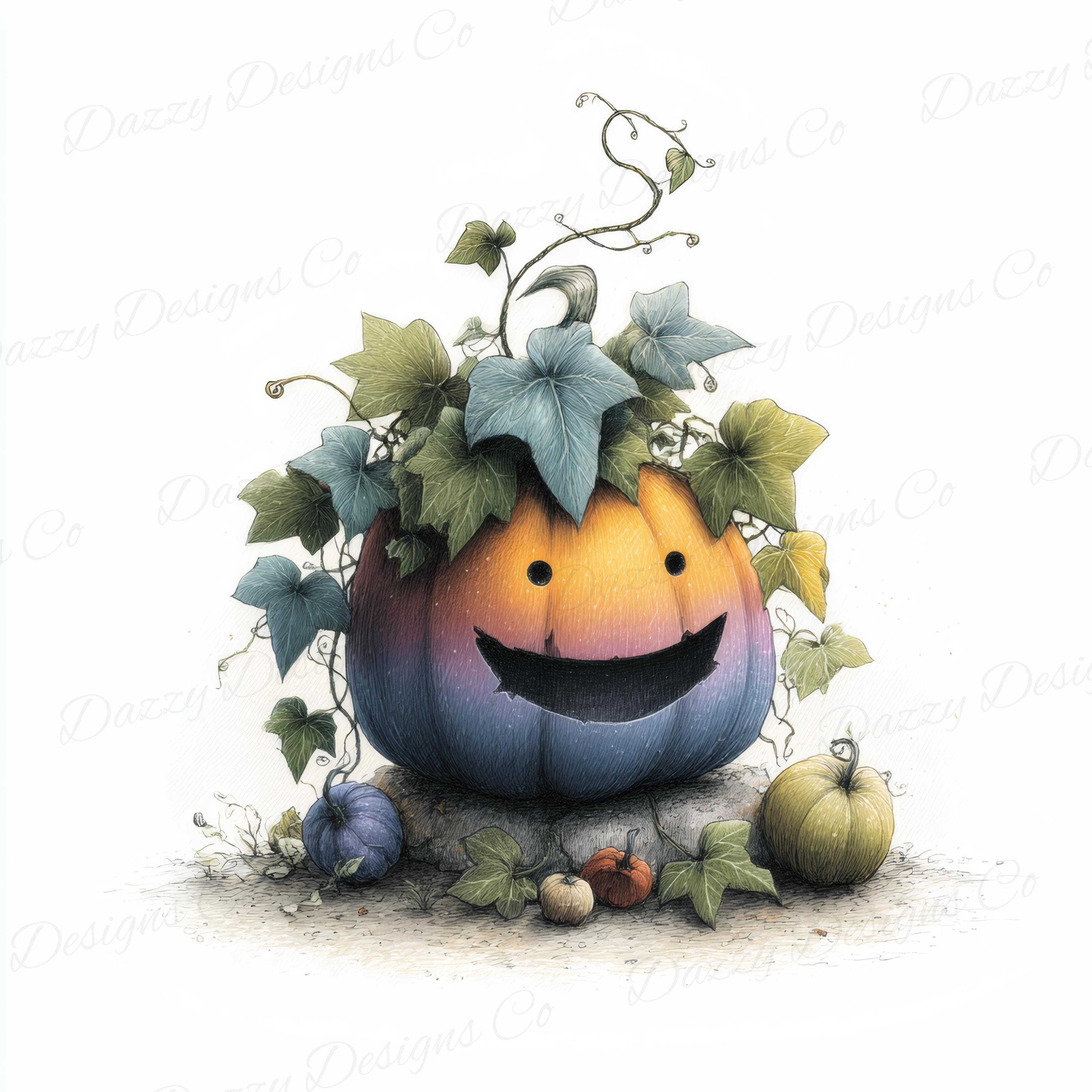 15 Quirky & Cute Jack-o'-lanterns Clipart Bundle Pack| 300 DPI JPG ...