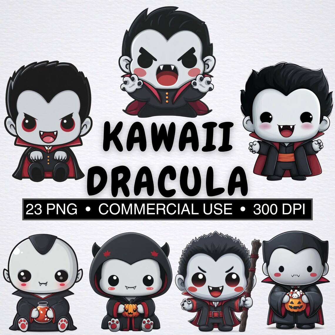 23 Kawaii Dracula Clipart Bundle| Chibi Vampire| Kawaii Spooky| Cute ...