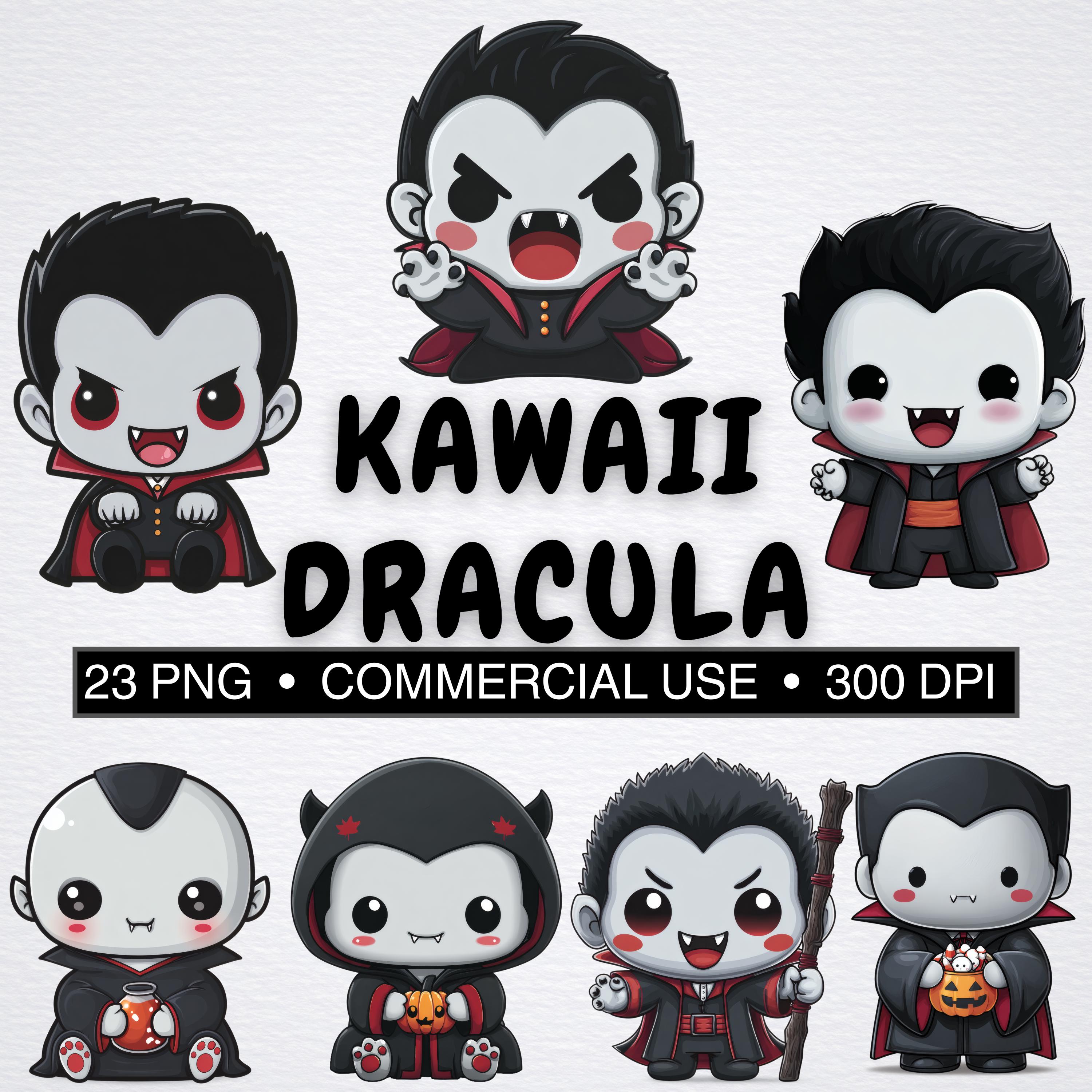 23 Kawaii Dracula Clipart Bundle| Chibi Vampire| Kawaii Spooky| Cute ...