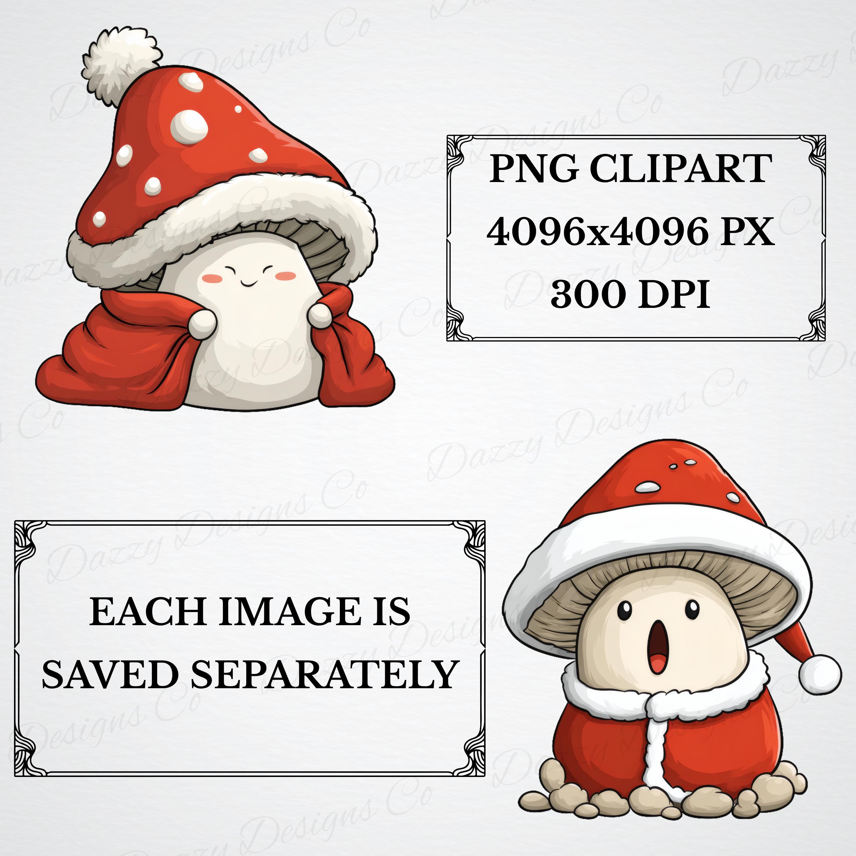 31 Christmas Mushroom Clipart Bundle| Funny Cartoon Holiday Food PNG ...