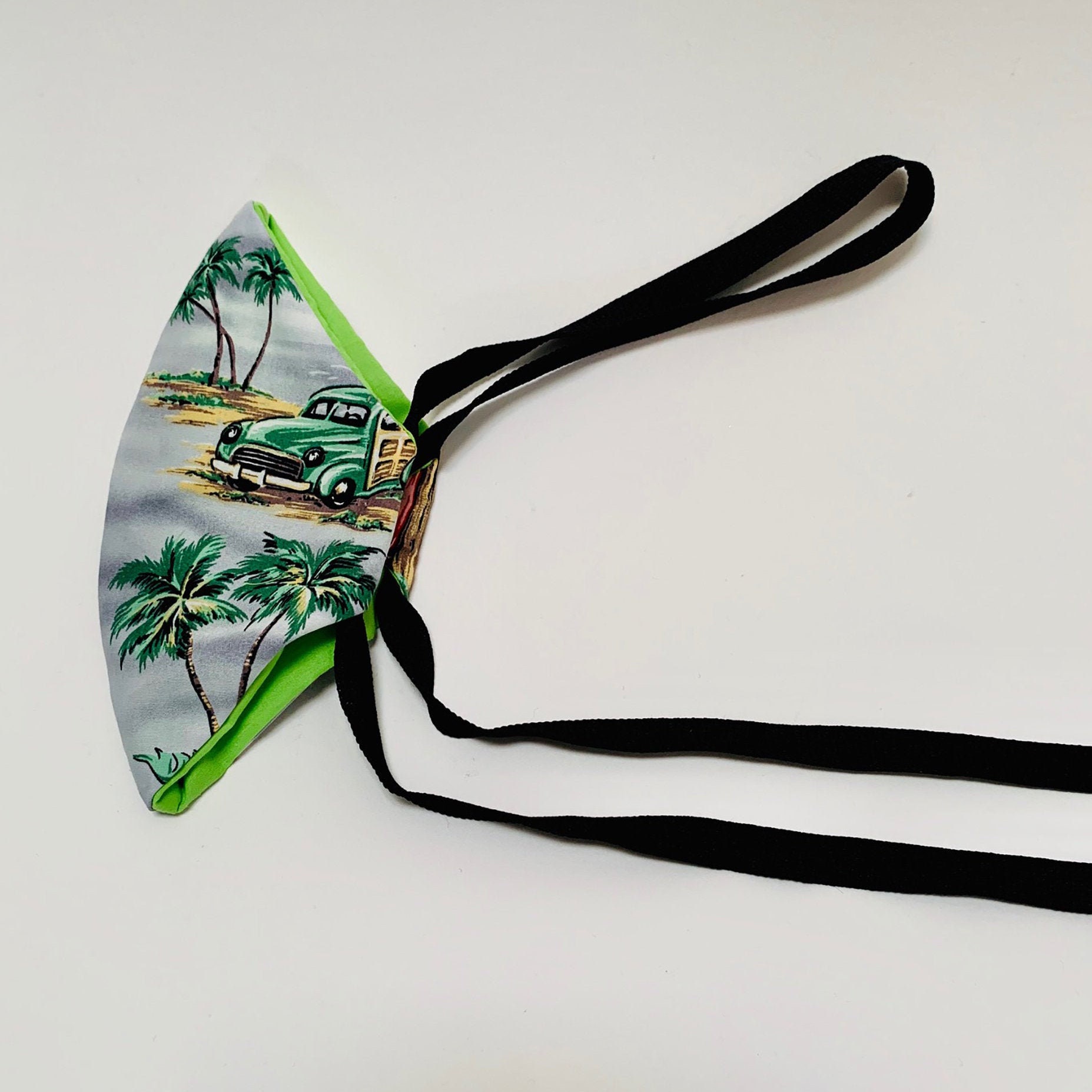 Reversible Streetwear Mask-retro Hawaiian Print / Neon Green - Etsy UK
