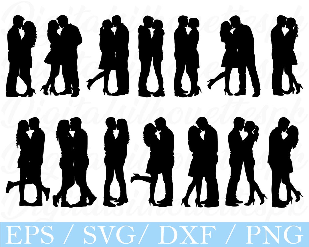 Couple Kissing Svg, Couple Kissing Silhouette, Dxf, Png - Etsy