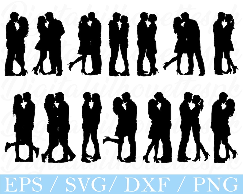 Couple Kissing Svg, Couple Kissing Silhouette, Dxf, Png - Etsy