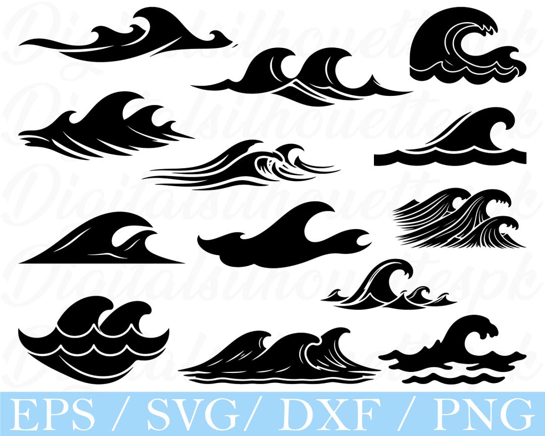 Sea Waves SVG Bundle: Silhouette Vector Graphics (digital Download) - Etsy