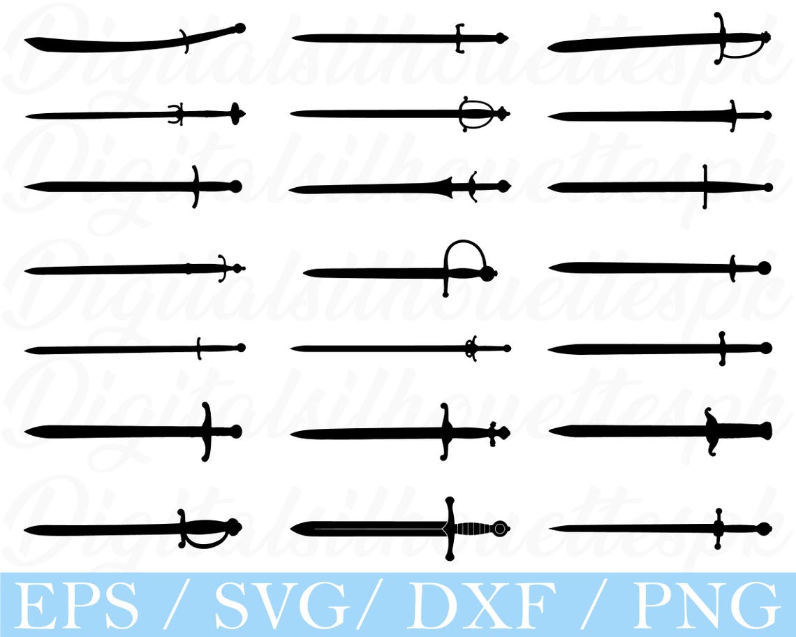 Swords Svg, Sword Silhouette, Dxf, Png - Etsy